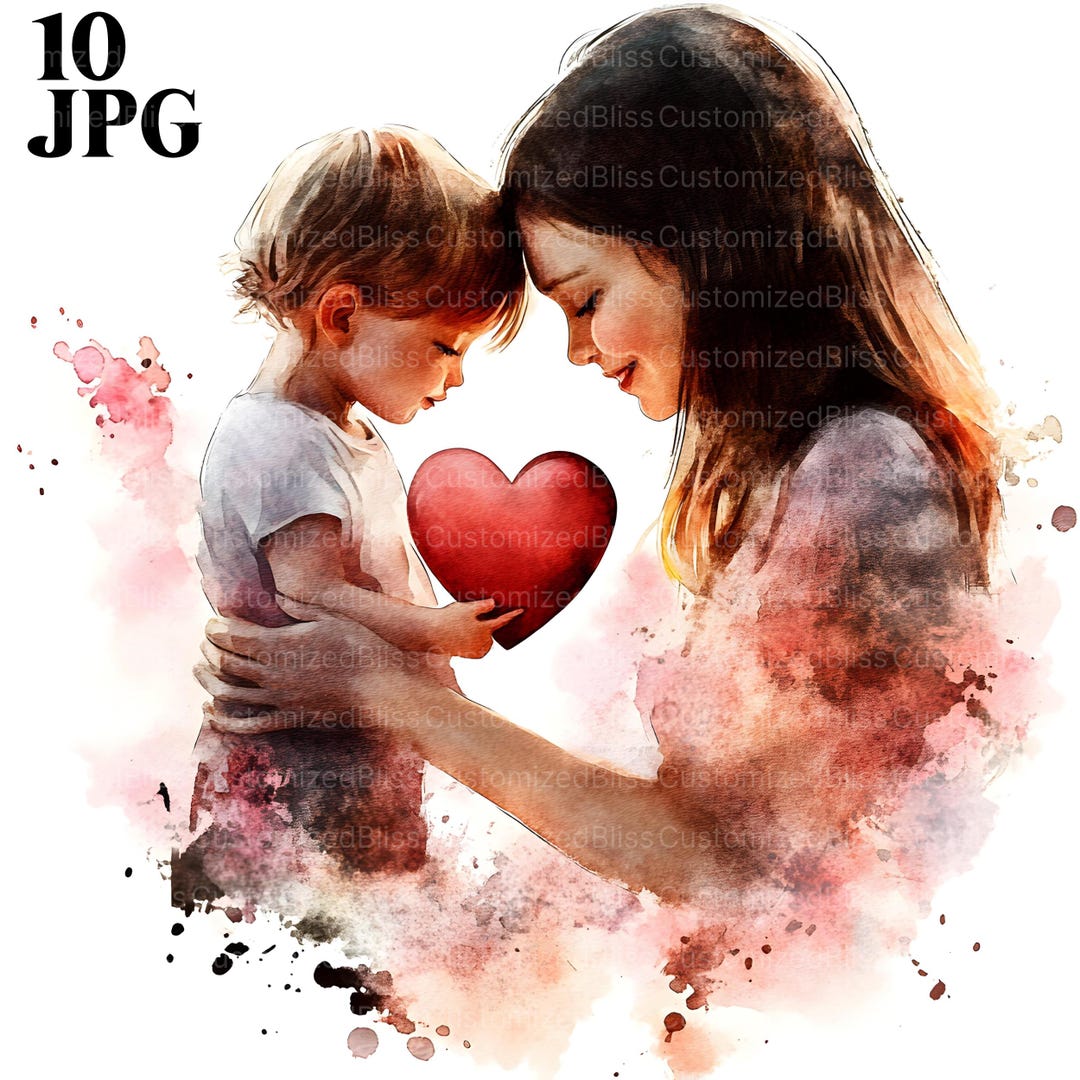 10 Mother's Day Clipart, Mother and Child, Heart Clipart, High Quality ...