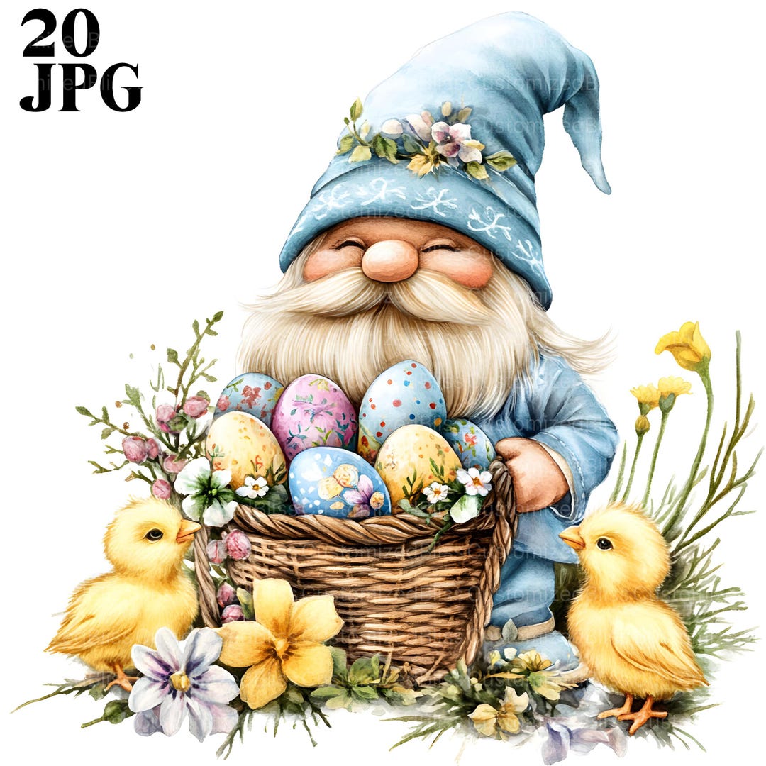 20 Easter Gnomes Clipart, Easter Eggs Clipart, Easter Clipart ...