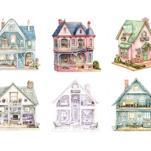 Watercolor Dollhouse Clipart, 30 High Quality Jpgs, Doll House ...