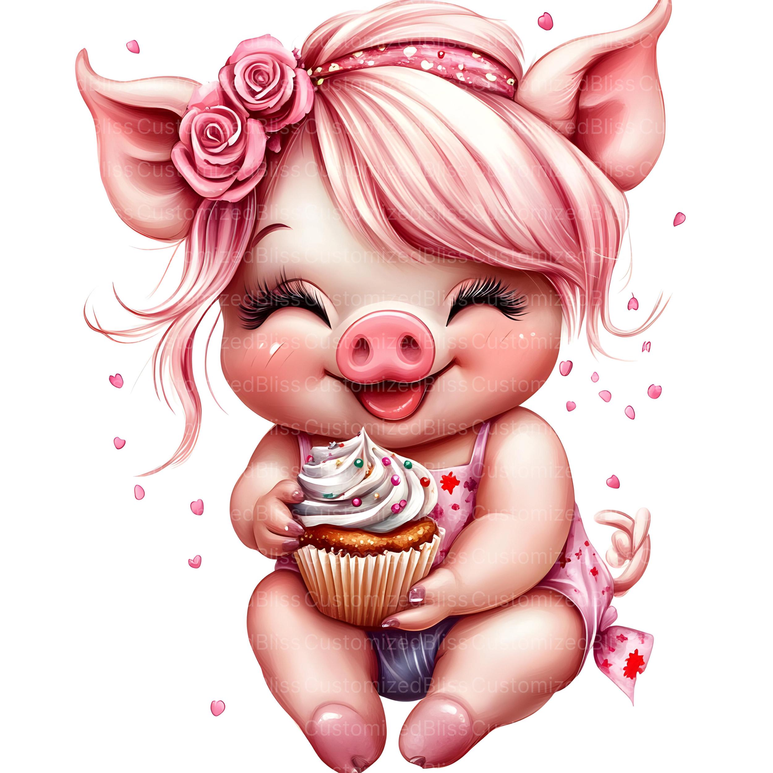 13 Pig Clip Art, Baby Piglet Winking, Girl Bandana, High Quality Jpgs ...