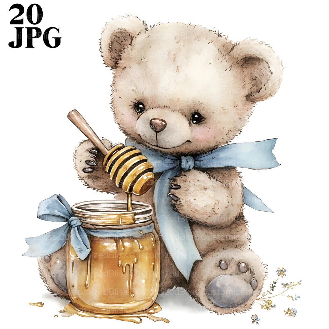 20 Teddy Bear Clipart, Honey Clipart, Nursery Clipart, High Quality ...