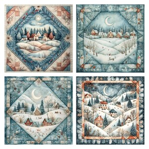 Winter Quilt Clip Art Bundle, 15 High Res Watercolor Jpgs for Junk ...