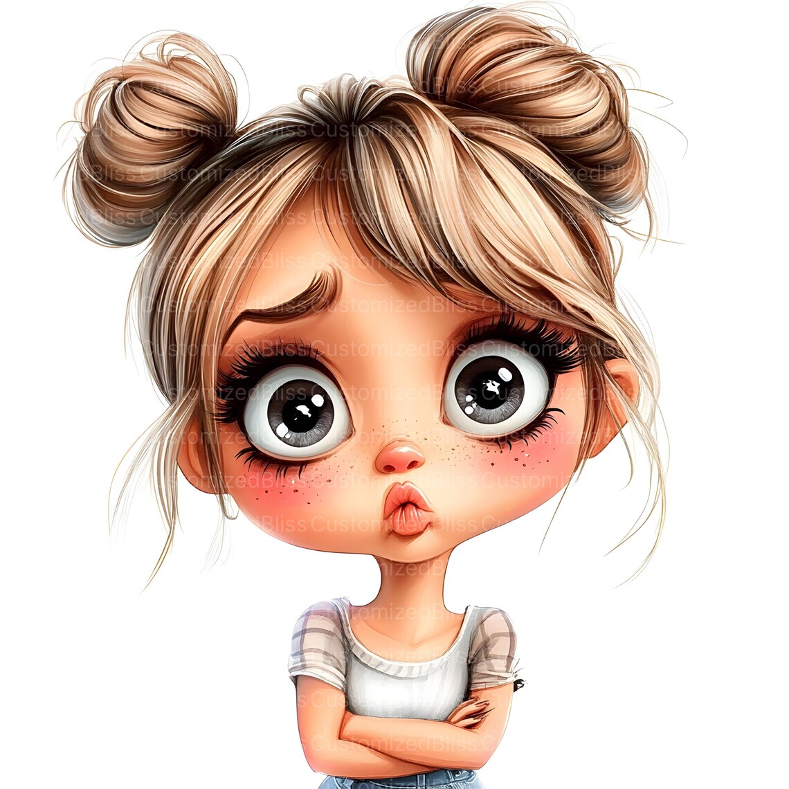 18 Sassy Girl Clipart, Funny Face Illustration, Cute Cartoon Girl ...