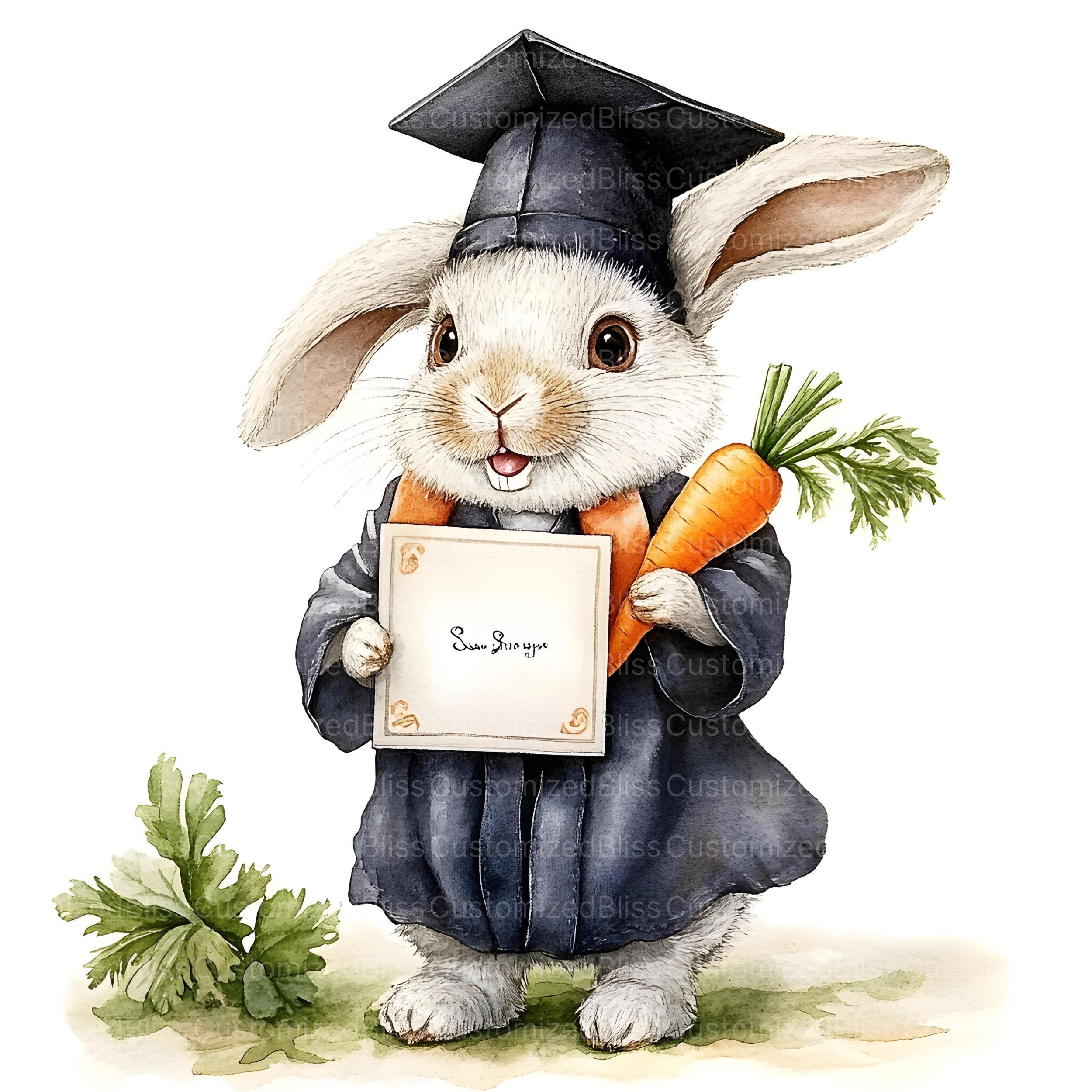20 Graduation Clipart, Student Bunny Clipart, High Quality Jpgs ...