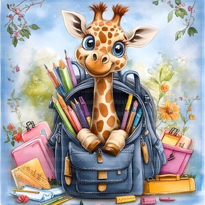 16 Cute Back to School Giraffe Clipart, School Clipart, High Quality ...