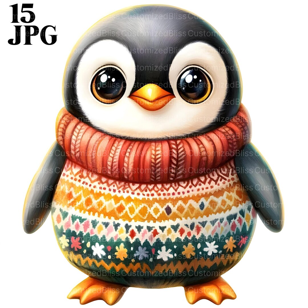 15 Penguin Clipart, Penguin Graphic, Printable Penguins, Cozy Penguin ...