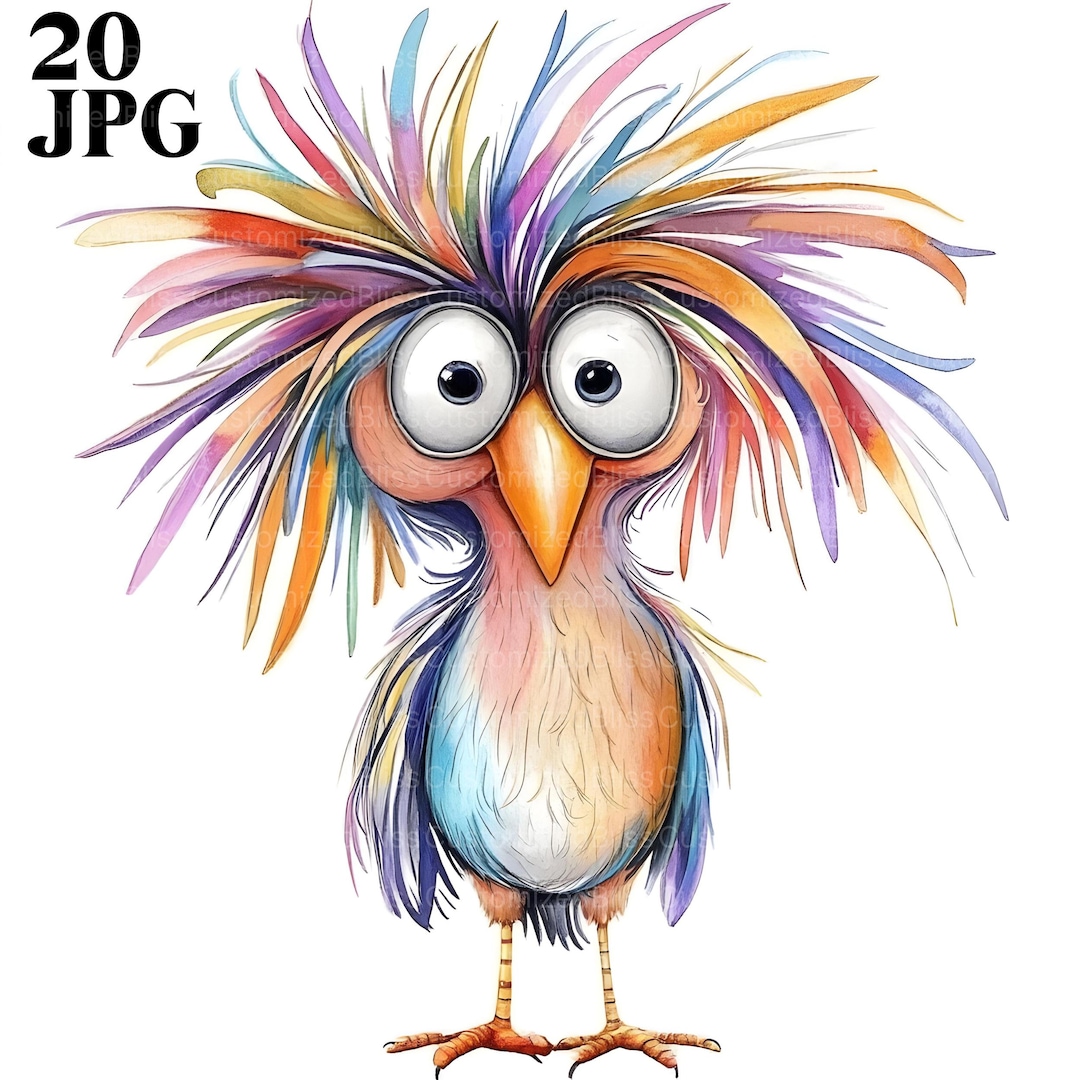 20 Cute Whimsical Bird Clipart, Joyful Bird Clipart, High Quality Jpgs ...