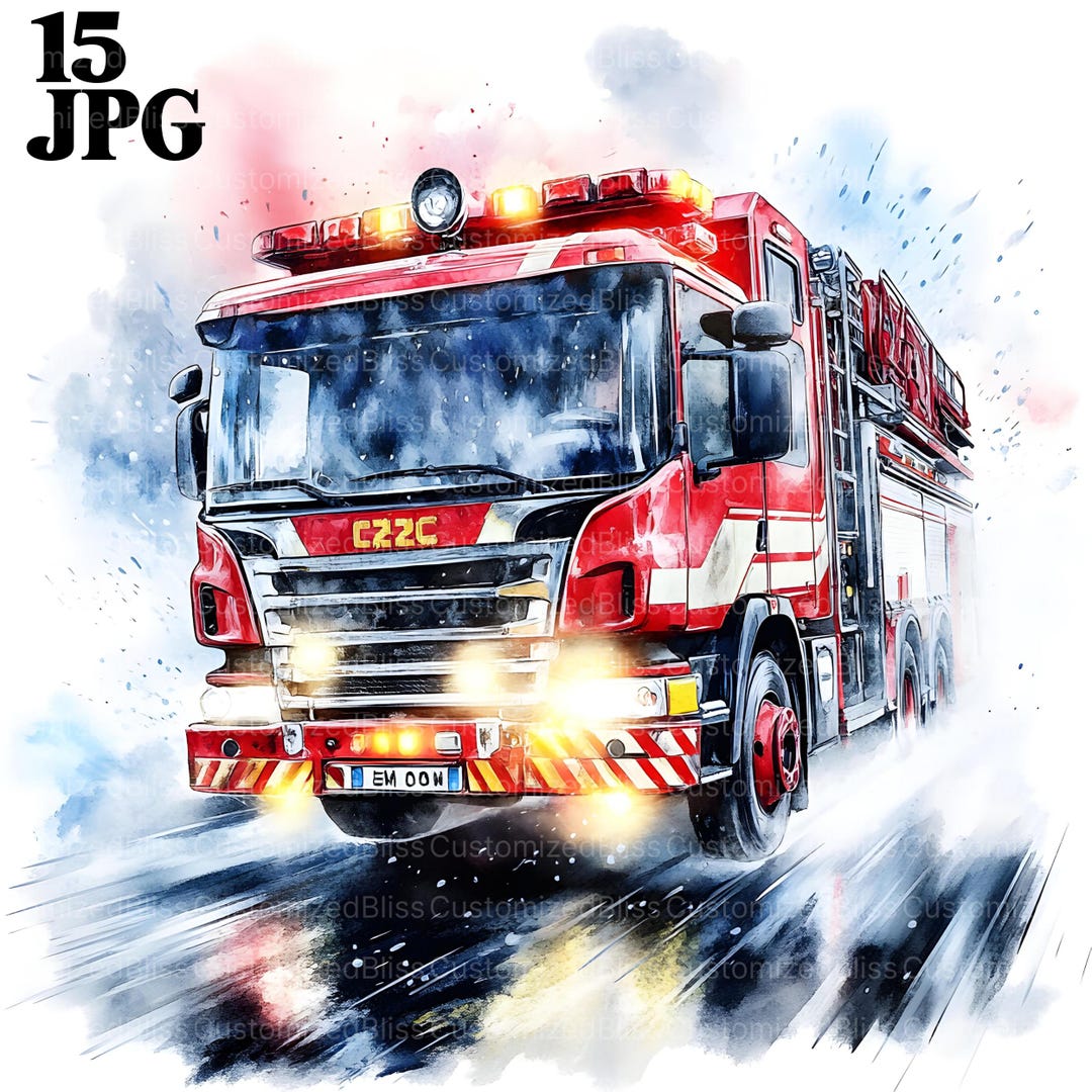 Fire Engine Clipart Bundle, 15 High-quality Jpgs, Fire Truck, Rescue ...