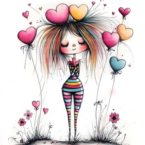 Quirky Heart Balloons Clip Art, 20 High Quality Jpgs, Valentine's Day ...