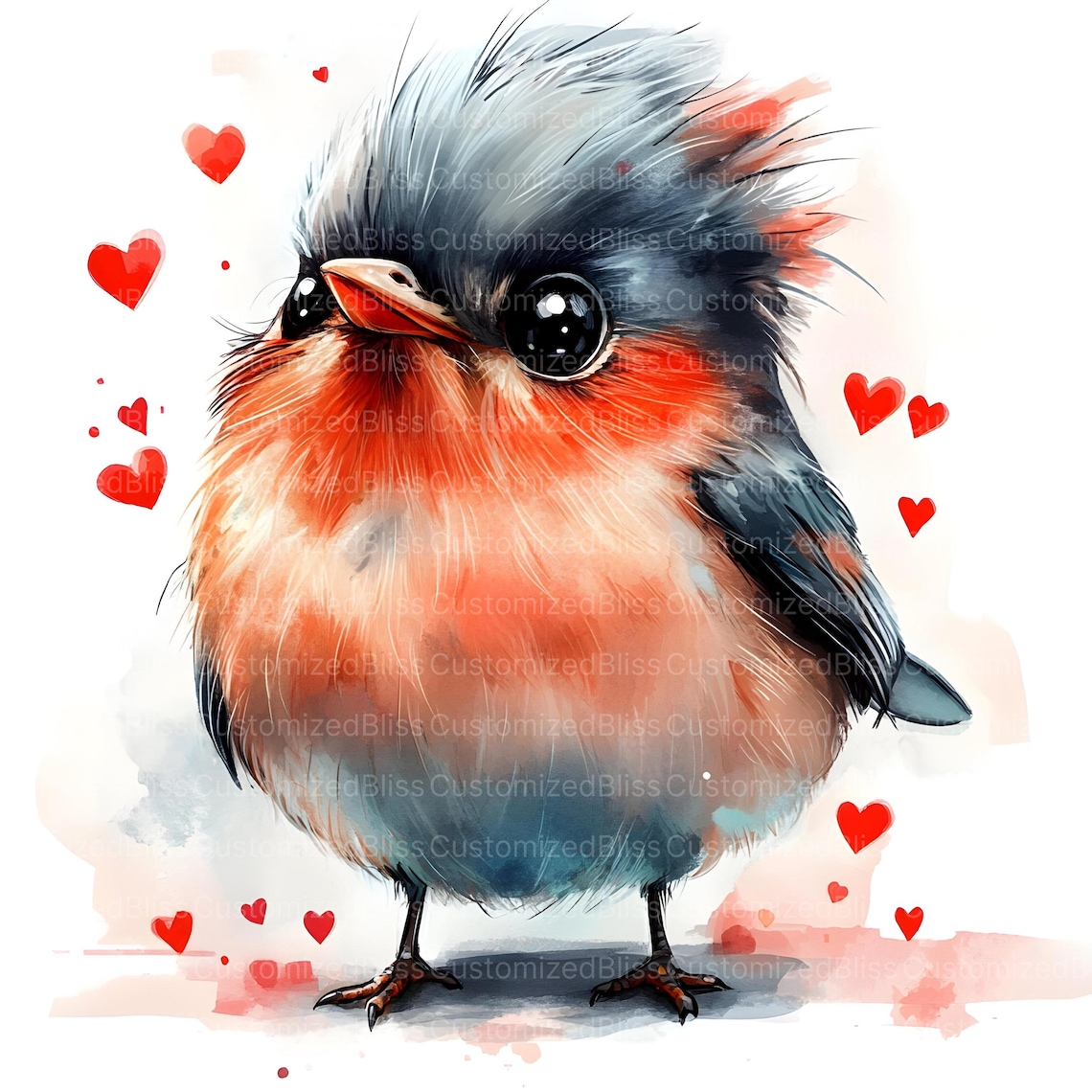 10 Valentine Robin Bird Clipart Bundle, Robin Clipart, Valentine ...