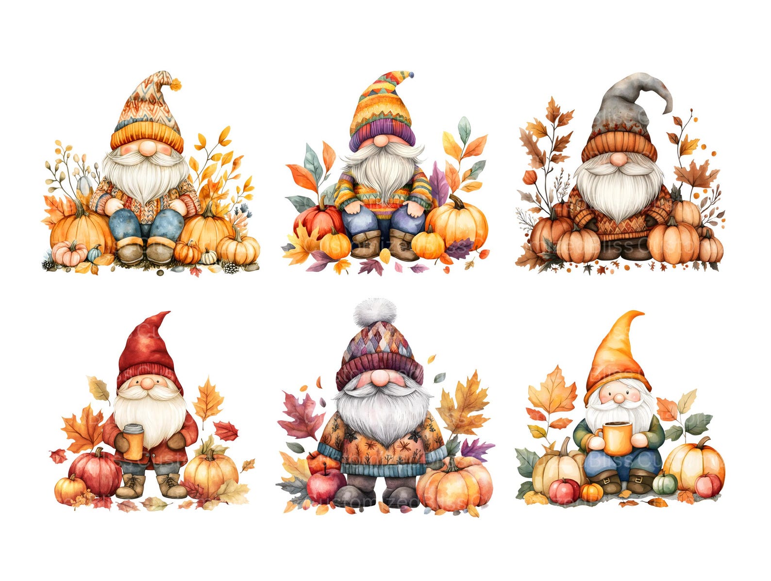 Fall Gnome Clipart Bundle, Autumn Gnome Clipart, Autumn Clipart, Cute ...