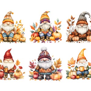 Fall Gnome Clipart Bundle, Autumn Gnome Clipart, Autumn Clipart, Cute ...