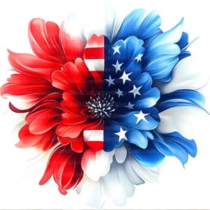4th of July Flower Clipart, Patriotic Flower Clipart Bundle ...