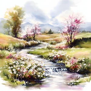 20 Spring Landscape Clipart, Spring Clipart, Nature Clipart, High ...
