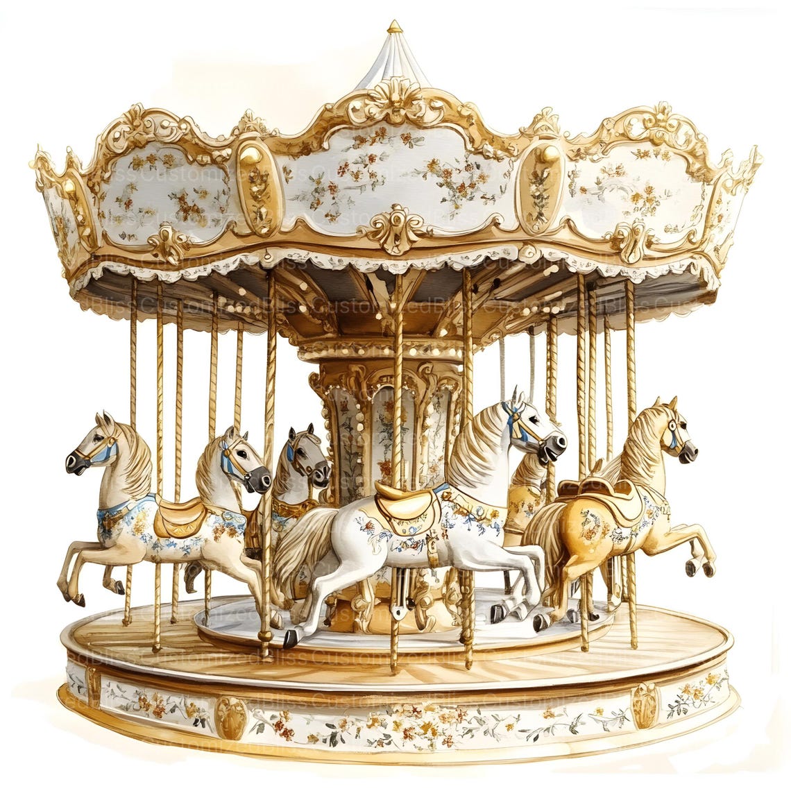 16 Vintage Carousel Clipart, French Carousel, High Quality JPG ...