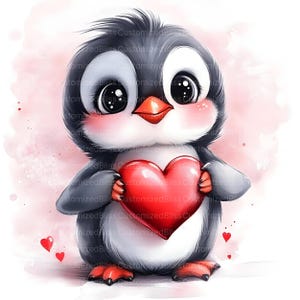 6 Valentine Penguin Clipart Bundle, Valentine Clipart, Romantic Clipart ...