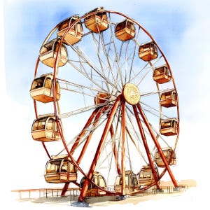 20 Ferris Wheel Clipart, Carnival Clipart, High Quality Jpgs ...