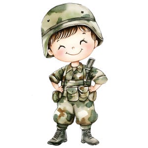 16 Cute Soldier Boy Clipart, Military Kid Clipart, Little Army Children ...