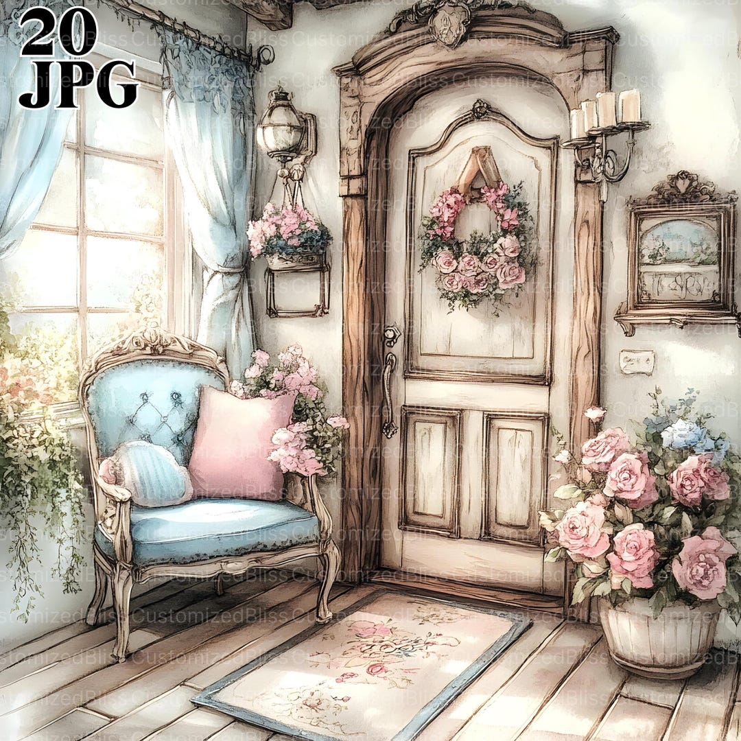 Clip art de entrada victoriana, 20 archivos JPG de alta calidad, Shabby ...