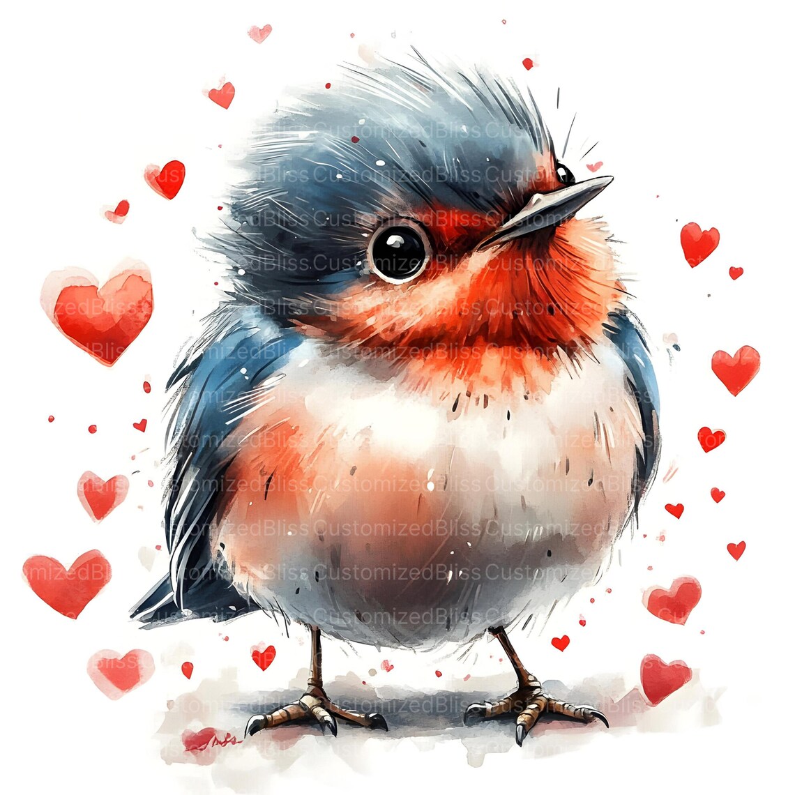 10 Valentine Robin Bird Clipart Bundle, Robin Clipart, Valentine ...