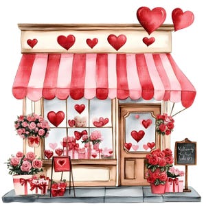 Cute Romantic Valentine's Day Shop Clipart Bundle, 20 High Quality ...