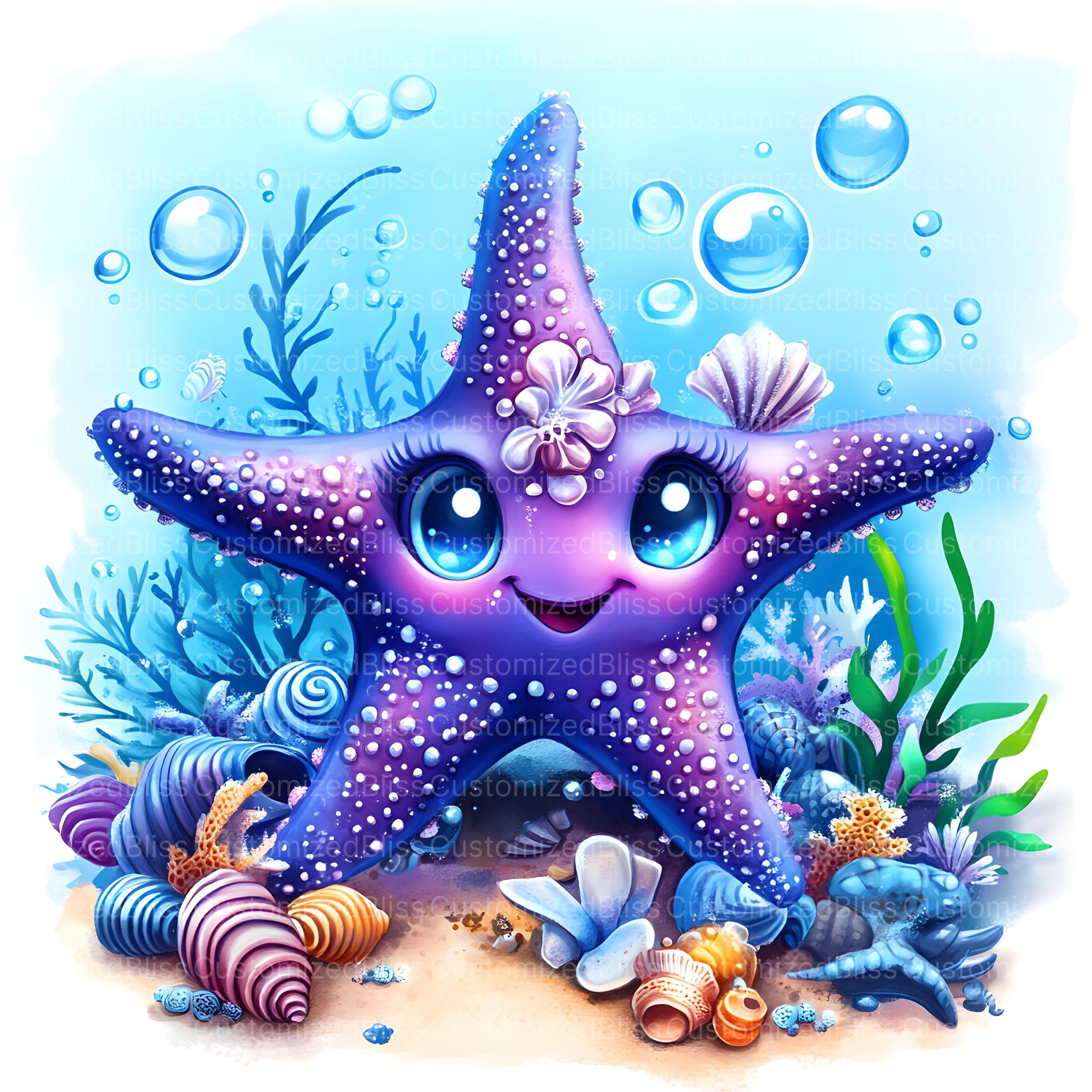 15 Cute Starfish Clipart, Ocean Life Clipart, Fun Beach Art, Cute Ocean ...