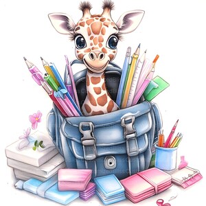 16 Cute Back to School Giraffe Clipart, School Clipart, High Quality ...