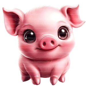 15 Baby Pig Clipart, Cute Pig Graphic, Cozy Nursery Art, Nursery ...