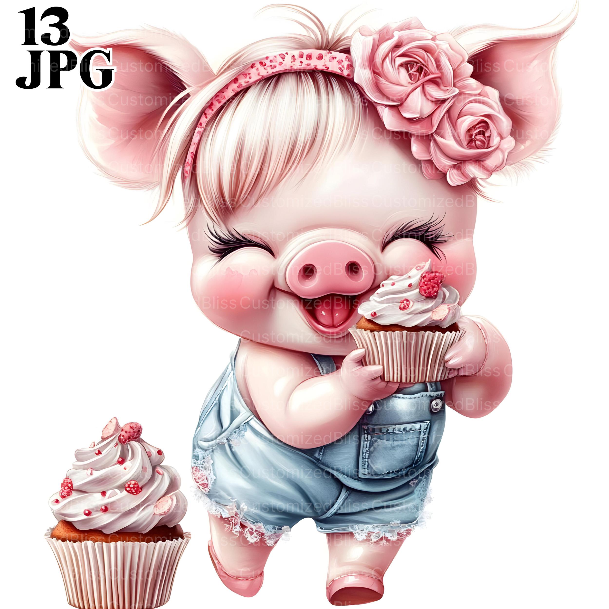 13 Pig Clip Art, Baby Piglet Winking, Girl Bandana, High Quality Jpgs ...