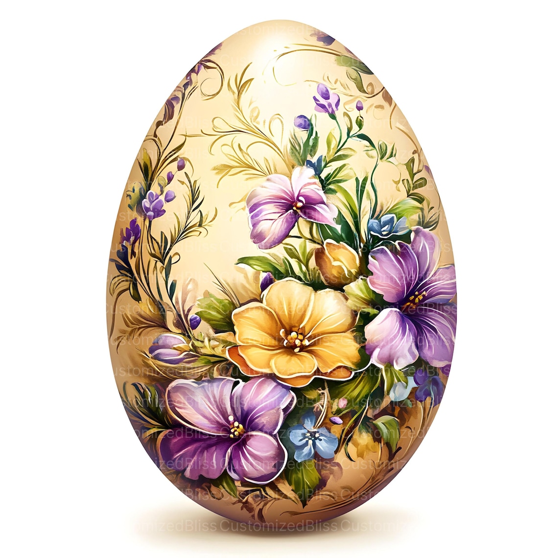 Floral Easter Egg Clipart, Easter Clipart, Flower, 18 High Quality Jpgs ...