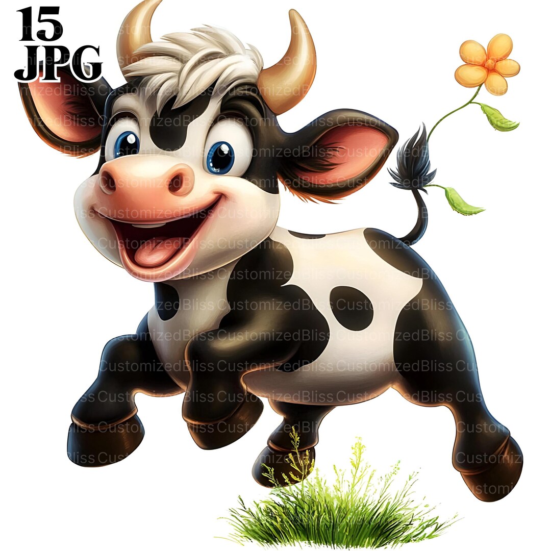 15 Cute Cow Clipart, Cow Graphics, Cow Printables, Watercolor Cow, Farm ...