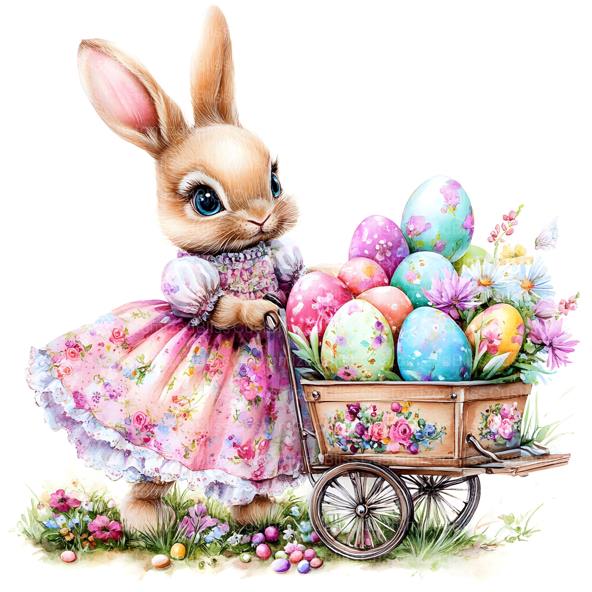 18 Easter Bunny Clipart, Rabbit Clipart, Bunny in Dress, Bunny With ...