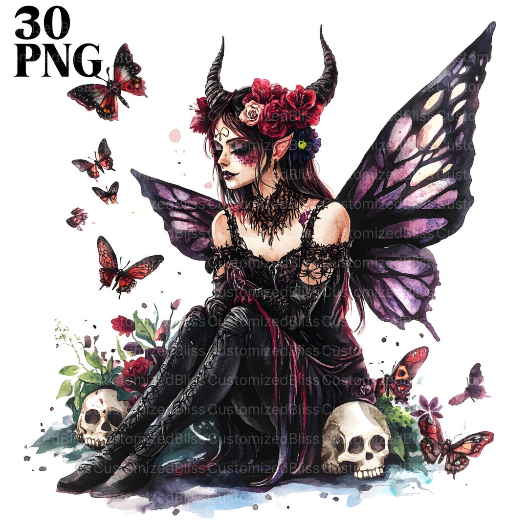 Dark Fairy Clipart Bundle, Fairy Graphics, Fantasy Graphics, Gothic PNG ...
