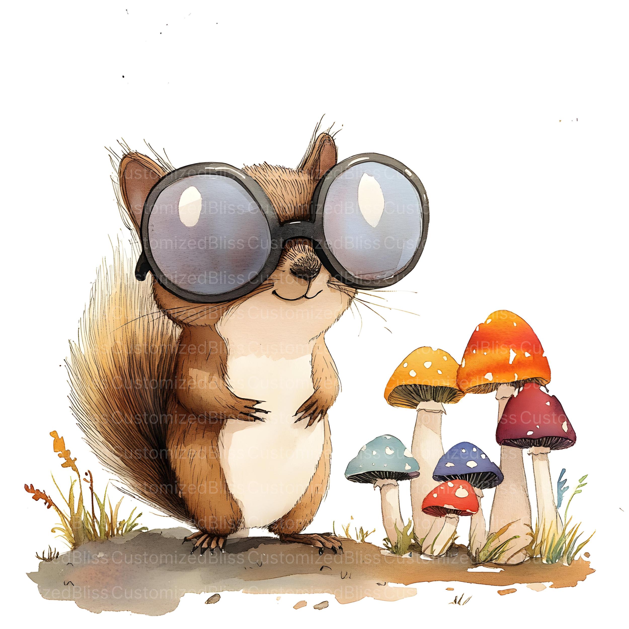 20 Quirky Squirrel Clipart, Whimsical Squirrel, Watercolor Squirrel ...