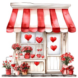 Cute Romantic Valentine's Day Shop Clipart Bundle, 20 High Quality ...