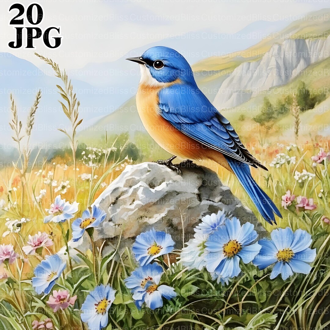 20 Spring Blue Bird Clipart, Spring Clipart, Cute Bird Nursery, High ...