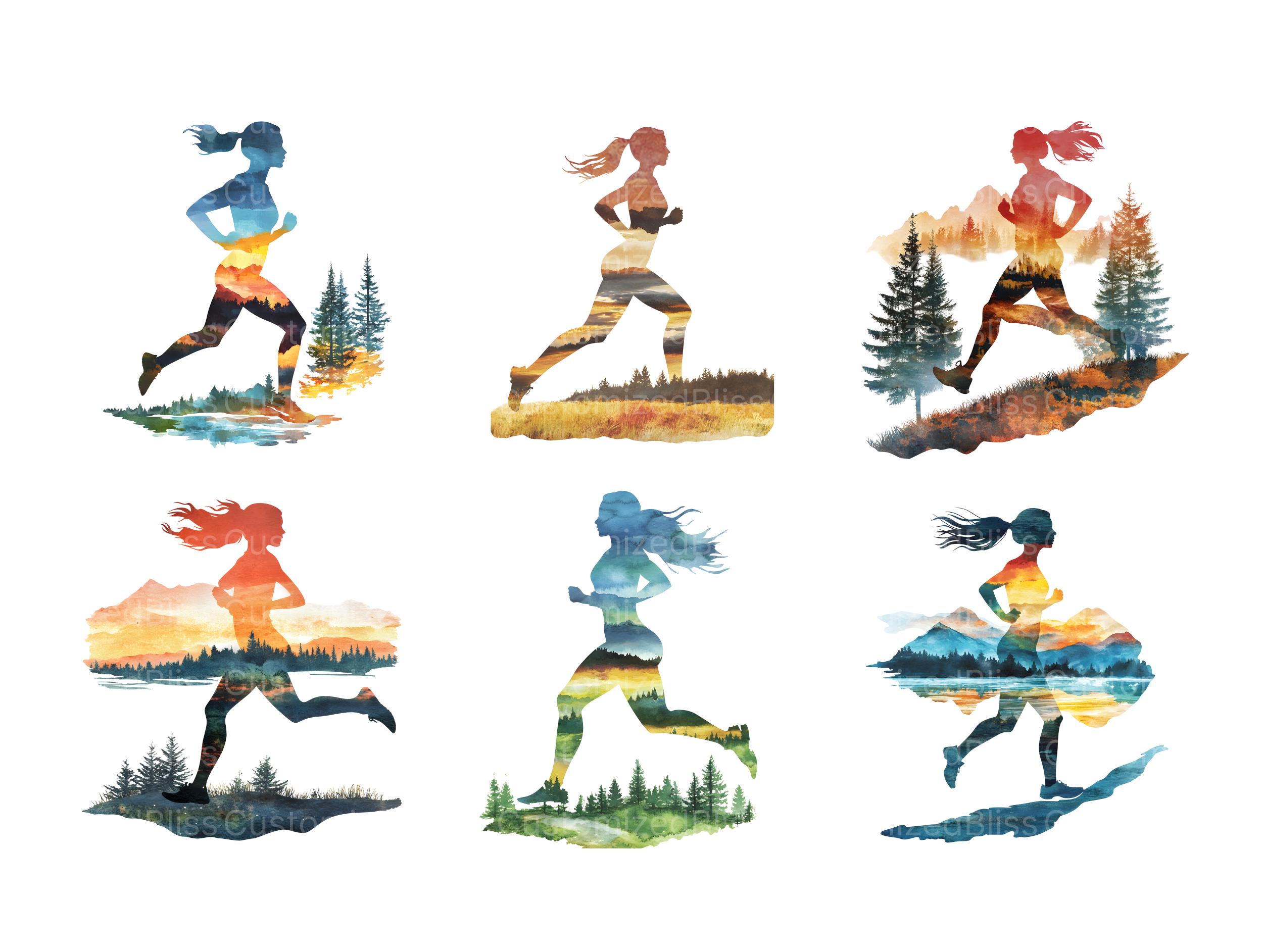 Running Woman Clipart, 16 High Quality Pngs, Female Runner Clipart ...