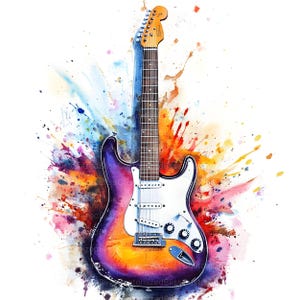Colorful Electric Guitar Clipart, Music Clipart, Musical Instrument, 19 ...