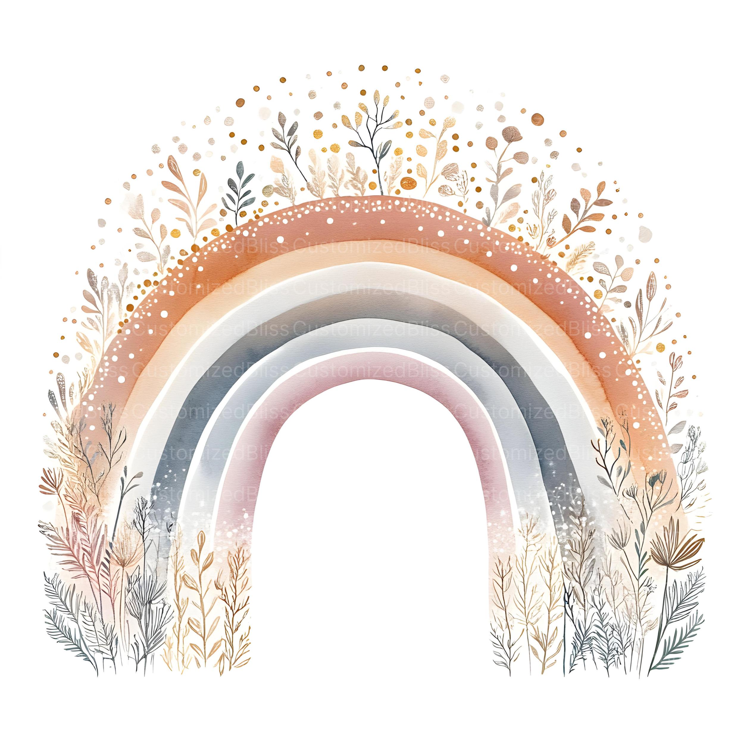 20 Pastel Boho Rainbows Clipart, Boho Clipart, High Quality Jpgs ...