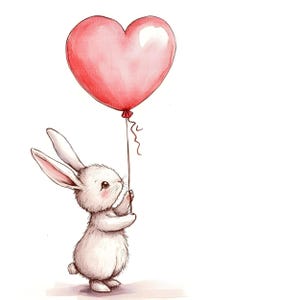 20 Bunny Balloon Clipart, Valentine Balloon, Bunny Clipart, Heart ...