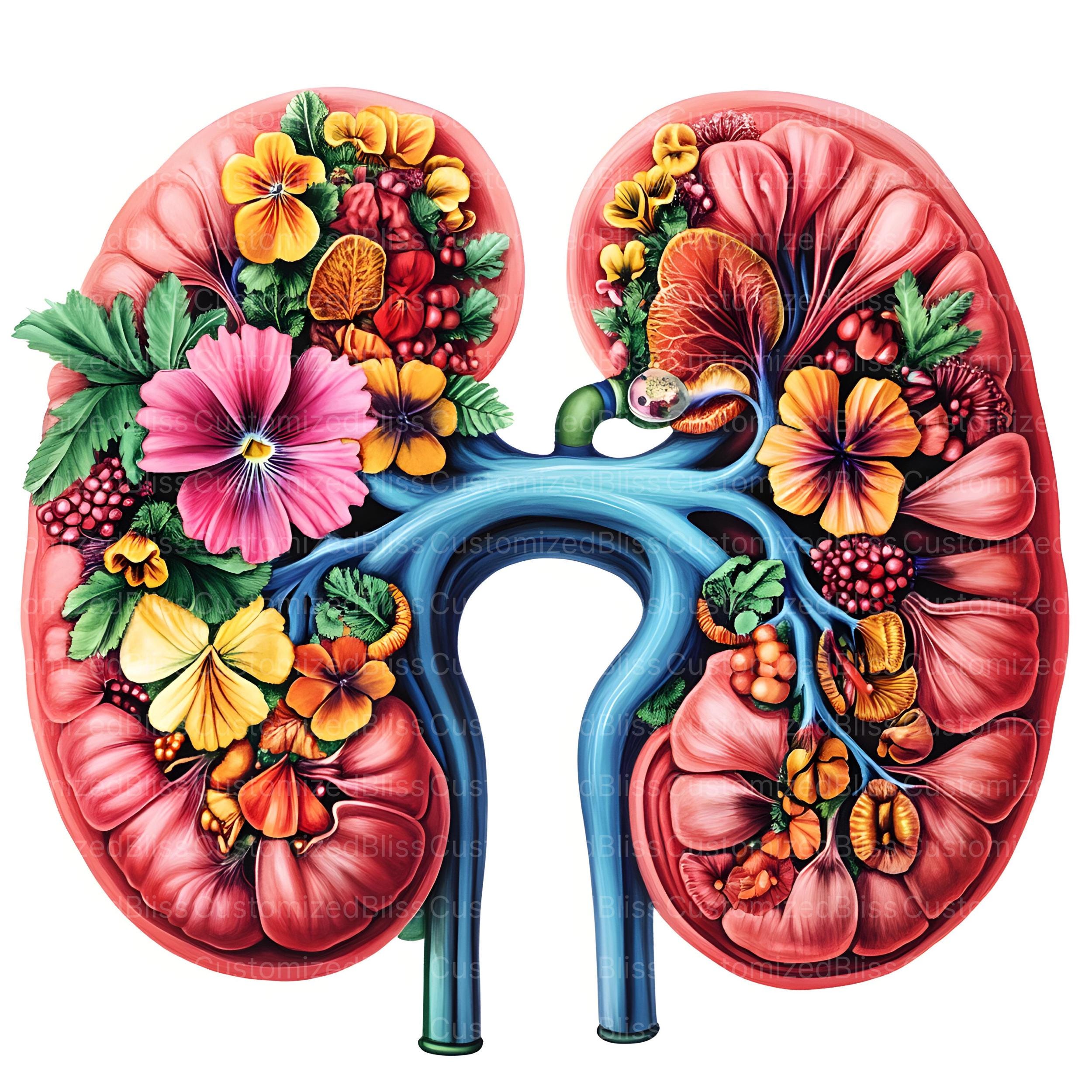 19 Floral Kidneys Clipart, Kidney Flowers Clipart Bundle, Healthcare ...