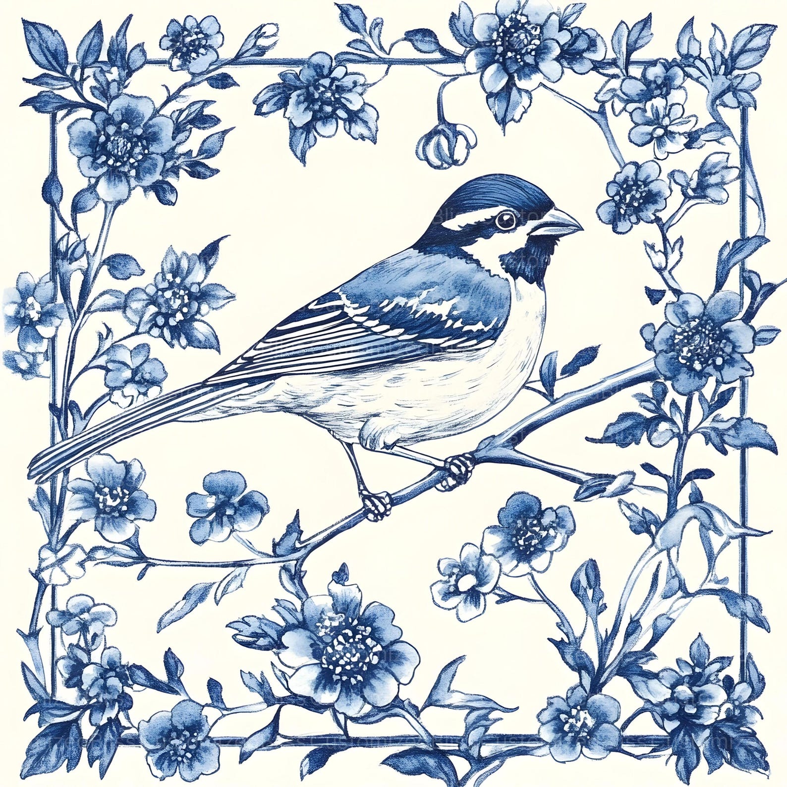 20 Blue Delft Birds Clipart, Dutch Tile Pattern, High Quality JPG ...