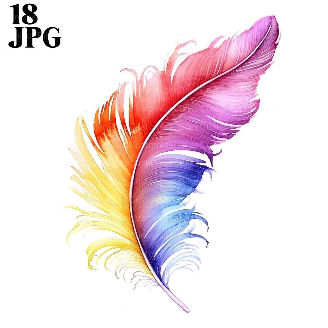 18 Rainbow Feather Clipart, Bird Feather Images, High Quality JPG ...