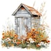 Rustic Outhouse With Flowers Clipart Bundle, 15 High Quality Watercolor ...