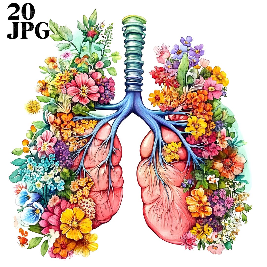 20 Floral Lung Clipart, Botanical Designs, Lung Craft, Botanical Lungs ...