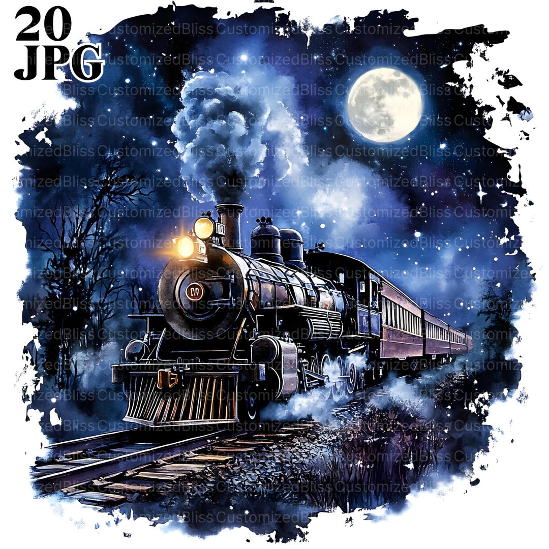 20 Midnight Train Clipart, Steampunk Train, Locomotive Clipart, High ...