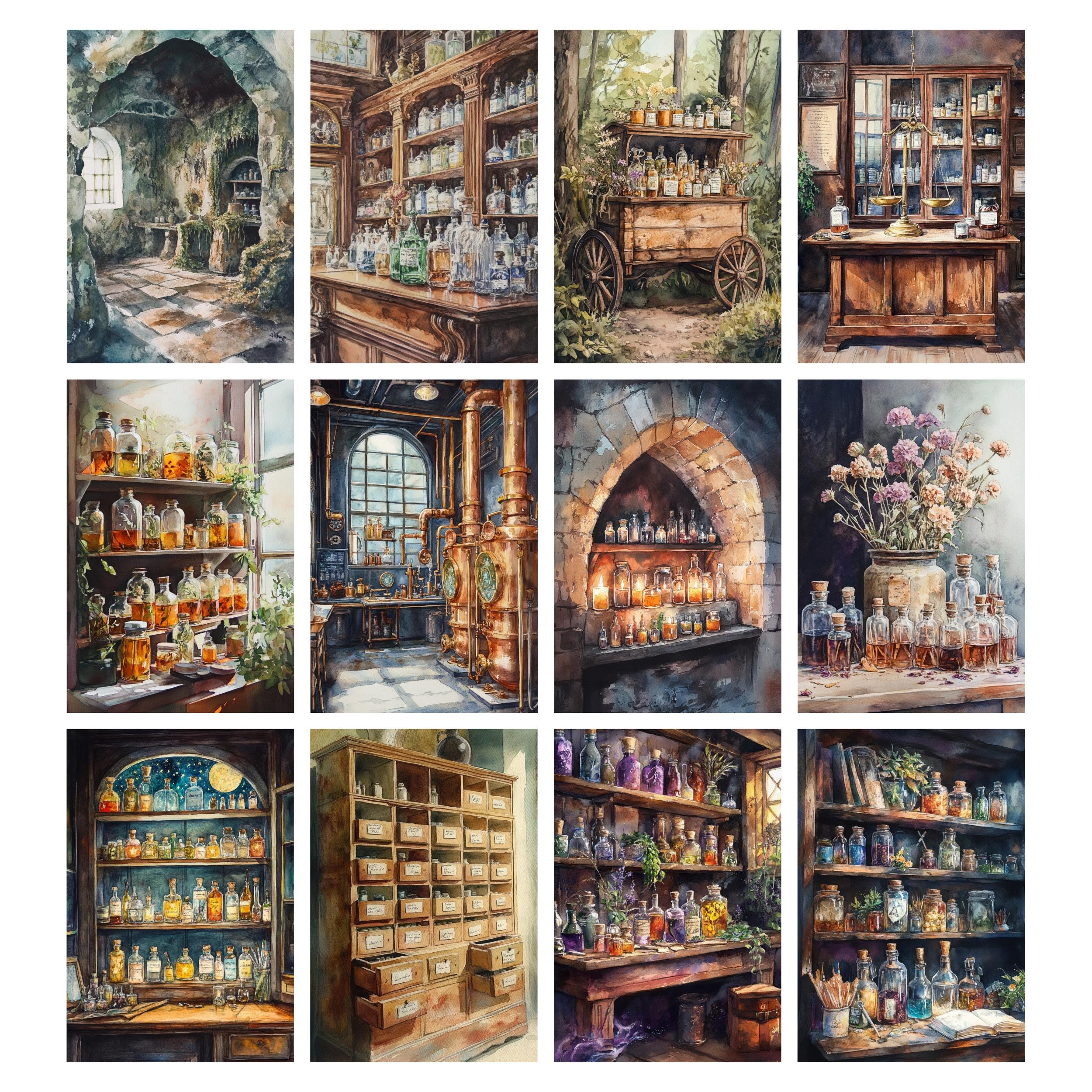 Apothecary Backgrounds, Mystic Potion Junk Journal Pages, Herbal ...