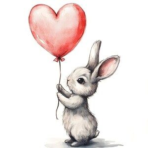 20 Bunny Balloon Clipart, Valentine Balloon, Bunny Clipart, Heart ...