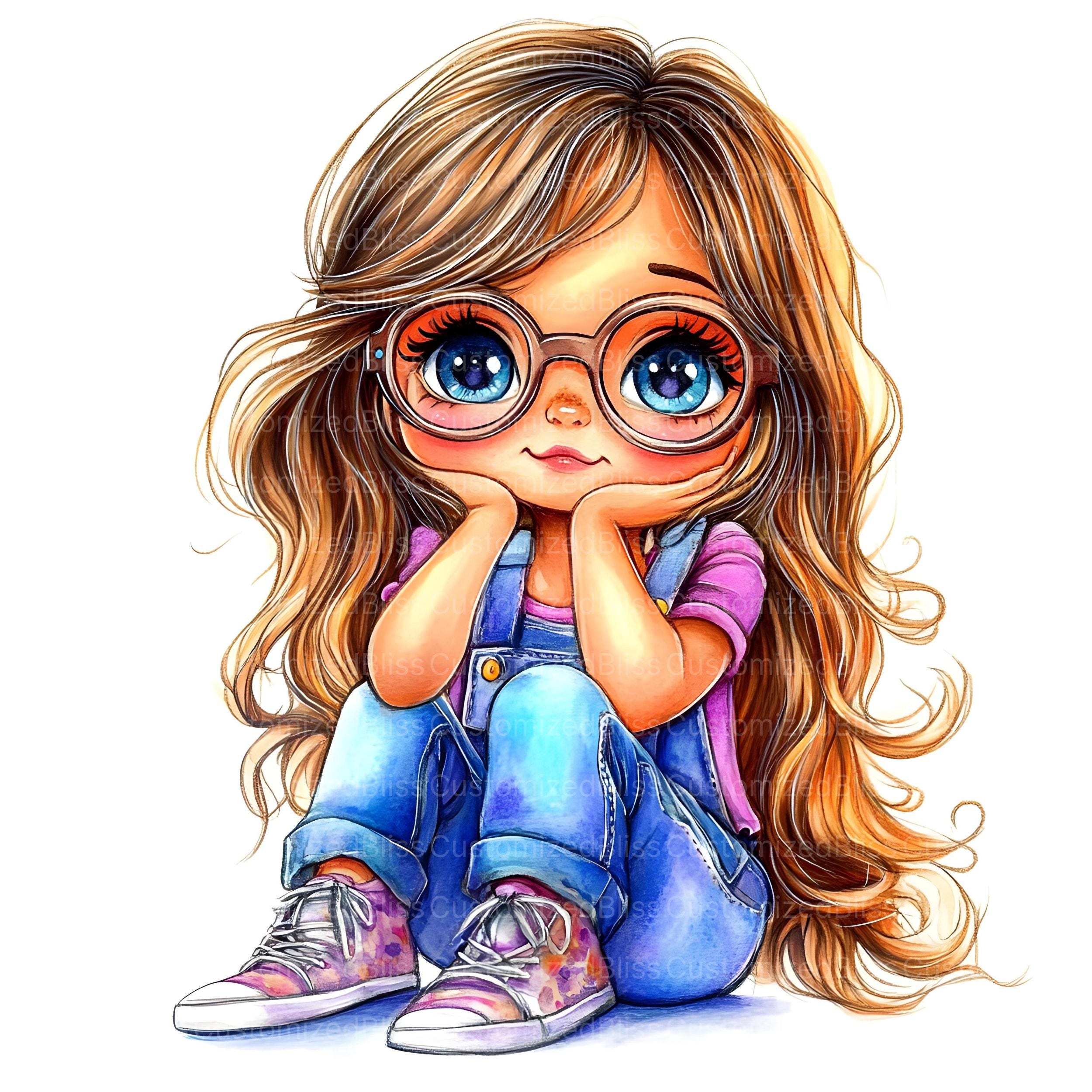 20 Quirky Cute Little Girl Clipart, Whimsical Illustration, High ...