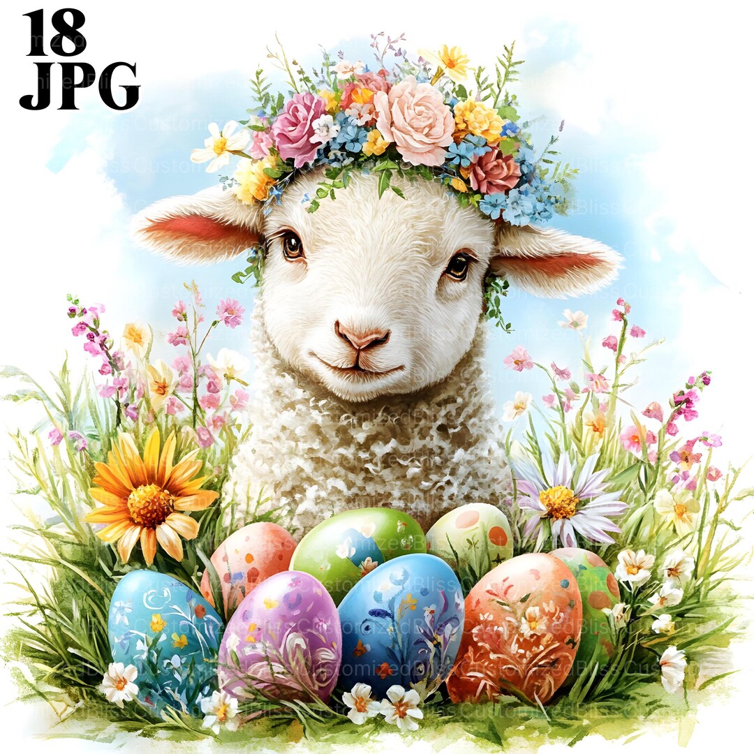 18 Easter Sheep Clipart, Lamb Clipart, Easter Eggs Clipart, Easter ...